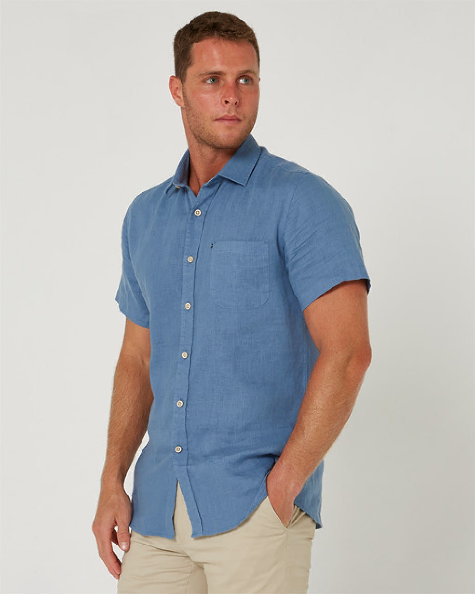 Pilbara Collection RMPC055S Men's S/S Linen Shirt Slate – Condamine ...