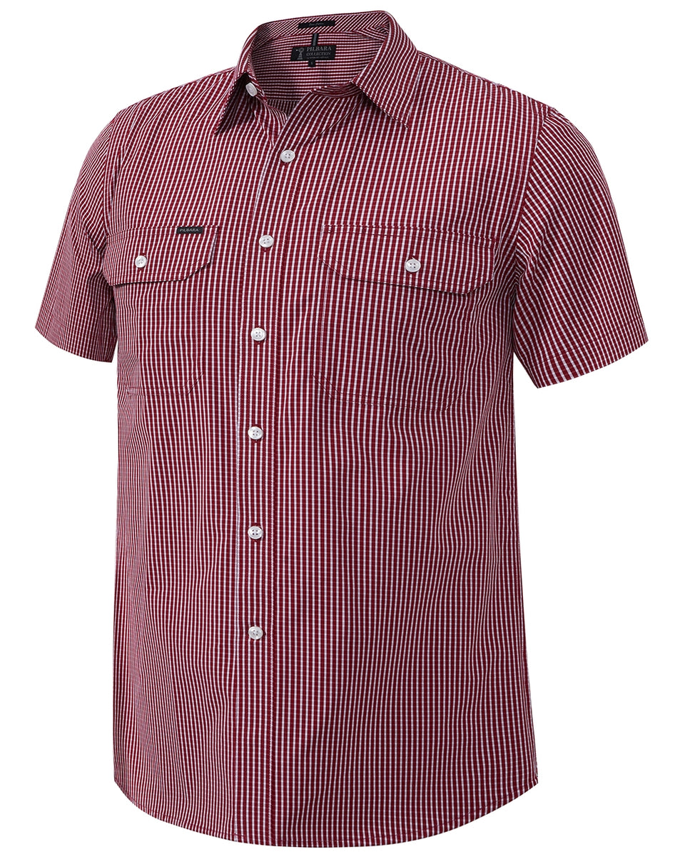 Pilbara Collection RMPC009S Men's S/S Check Shirt Dual Pocket Red/Gree ...