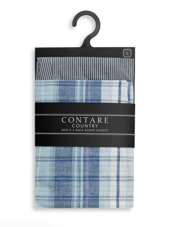 Contare Country Men's 2 Pack Boxer Shorts || Blue - White – Condamine ...
